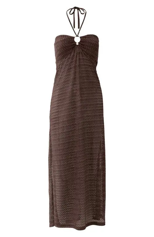 Melissa Odabash Harriet Pointelle Halter Cover-up Maxi Dress - Brown