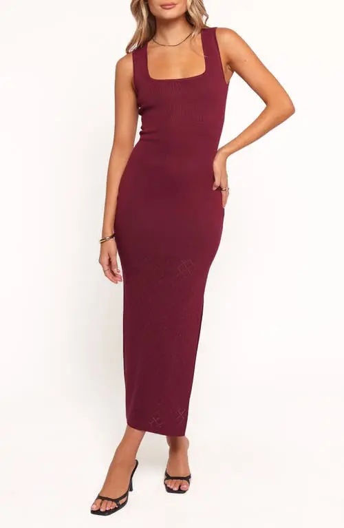 PETAL & PUP Ribbed Body-con Maxi Dress - Cherry