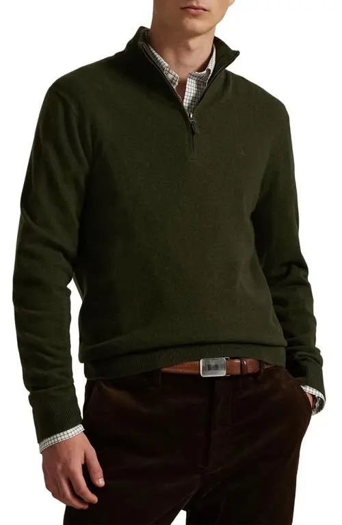 Polo Ralph Lauren Regular Fit Wool Quarter Zip Sweater - Leaf Green Heather
