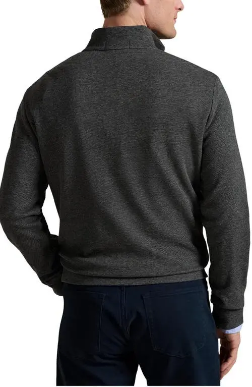 Polo Ralph Lauren Textured Double Knit Quarter Zip Pullover - Windsor Heather/blackboot