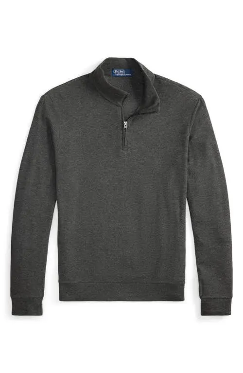 Polo Ralph Lauren Textured Double Knit Quarter Zip Pullover - Windsor Heather/blackboot