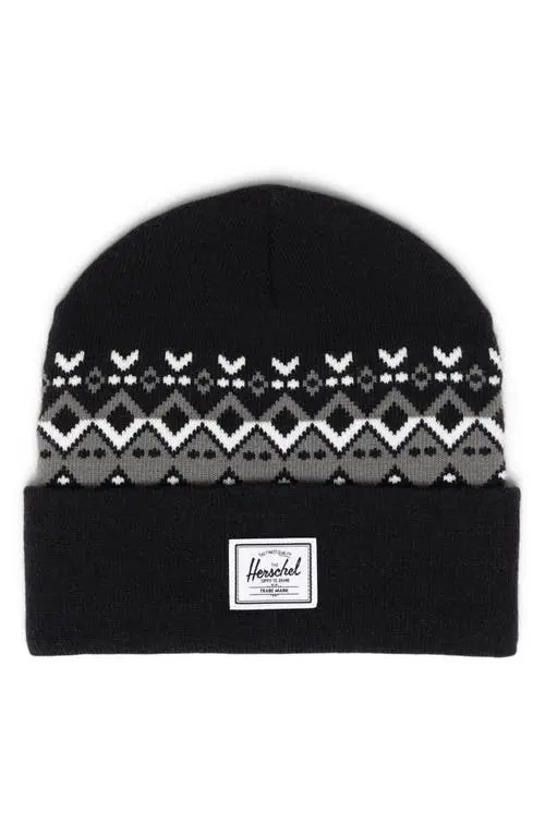 Herschel Supply Co. Elmer Fair Isle Beanie - Black Fair Isle