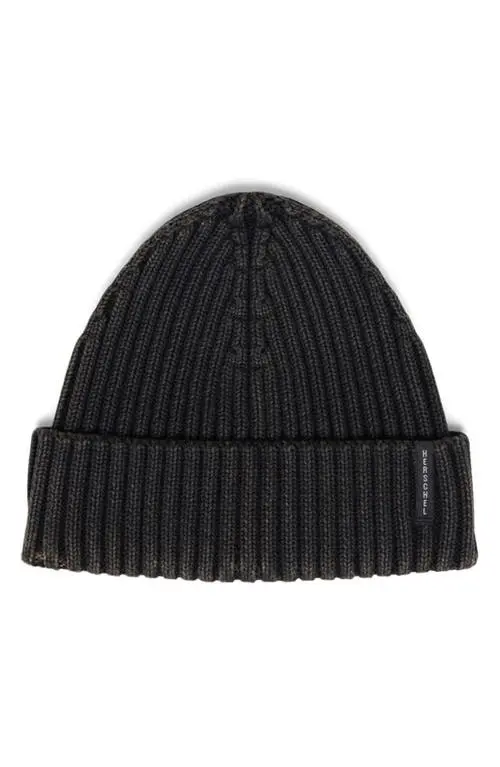 Herschel Supply Co. Wallace Rib Acid Wash Cuffed Beanie - Acid Wash - Black