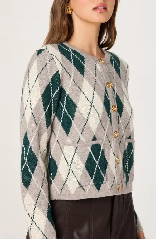 Astr The Label Argyle Cardigan