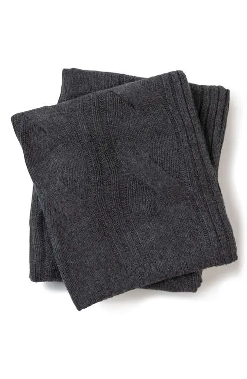 Sofia Cashmere New York Cable Knit Cashmere Throw Blanket - Charcoal