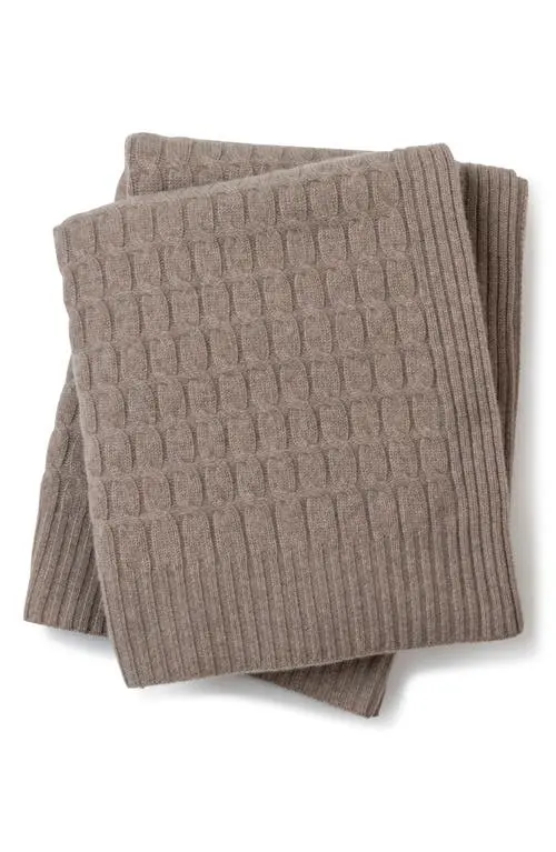 Sofia Cashmere Veneto Cable Knit Cashmere Throw Blanket - Beige