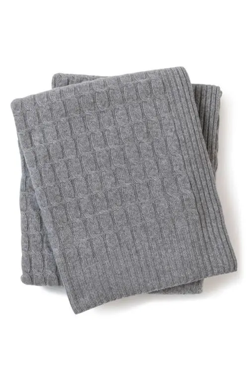 Sofia Cashmere Veneto Cable Knit Cashmere Throw Blanket - Grey