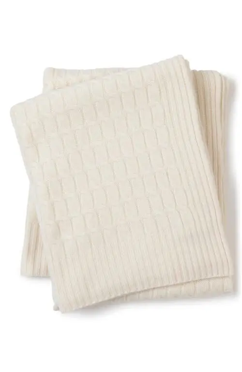 Sofia Cashmere Veneto Cable Knit Cashmere Throw Blanket - Ivory