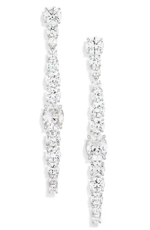 Nadri Stellar Linear Drop Earrings - Rhodium