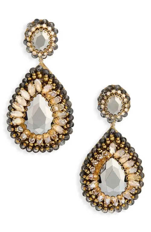 Deepa Gurnani Sisina Drop Earrings - Gunmetal