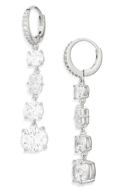 Nadri Stellar Linear Drop Earrings - Rhodium