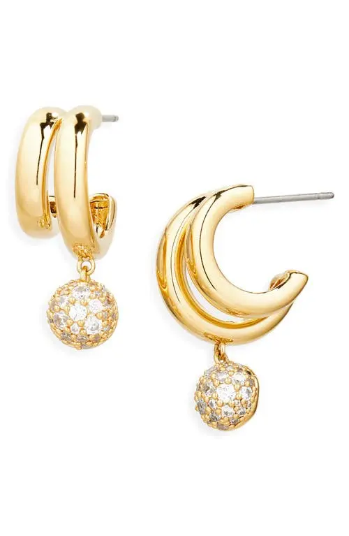 Nadri Pave Drop Hoop Earrings - Gold