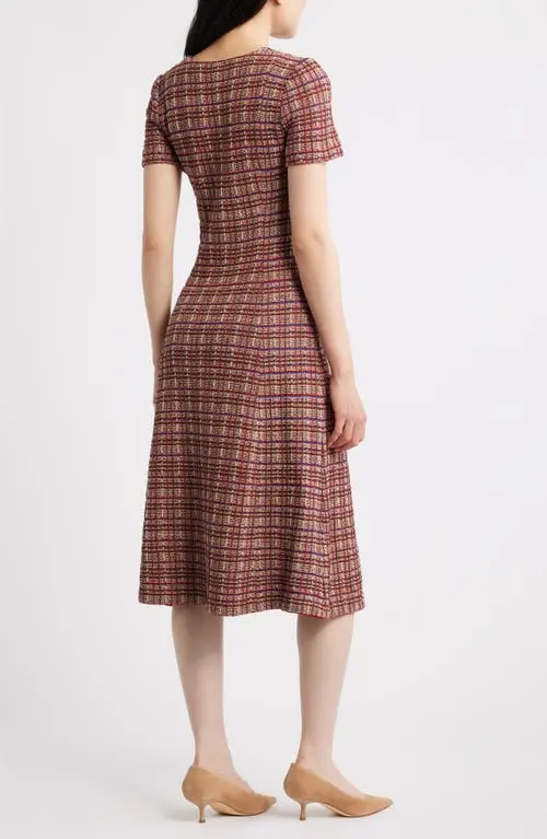 Misook Plaid Multi Stitch A-line Dress