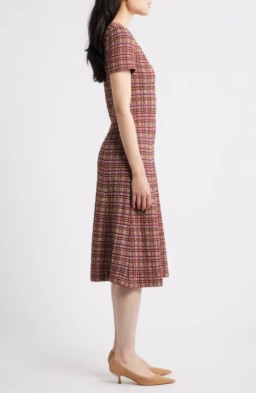 Misook Plaid Multi Stitch A-line Dress