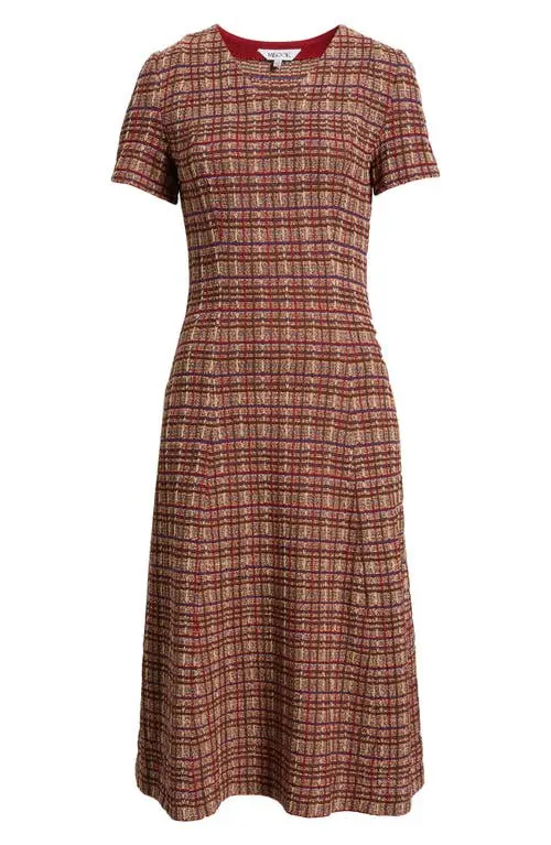 Misook Plaid Multi Stitch A-line Dress