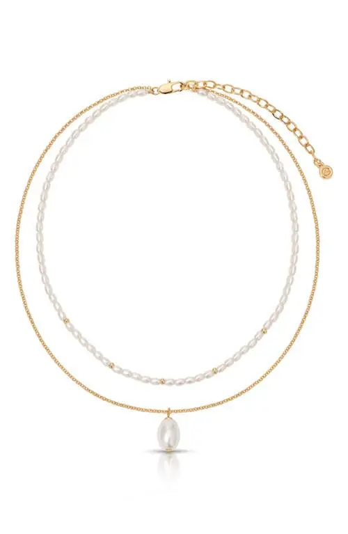 Ettika Faux Pearl Layered Necklace - Gold
