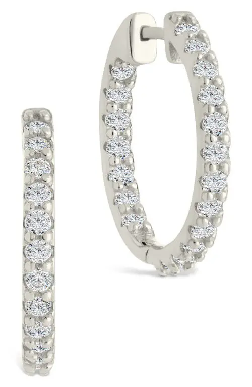 Sterling Forever Constance Cubic Zirconia Hoop Earrings - Silver
