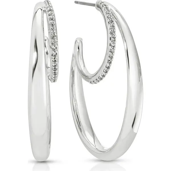 Ettika Concentric Rings Pavé Hoop Earrings - Silver