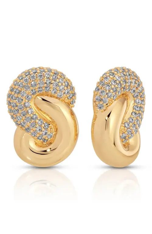 Ettika Knot Pavé Stud Earrings - Gold