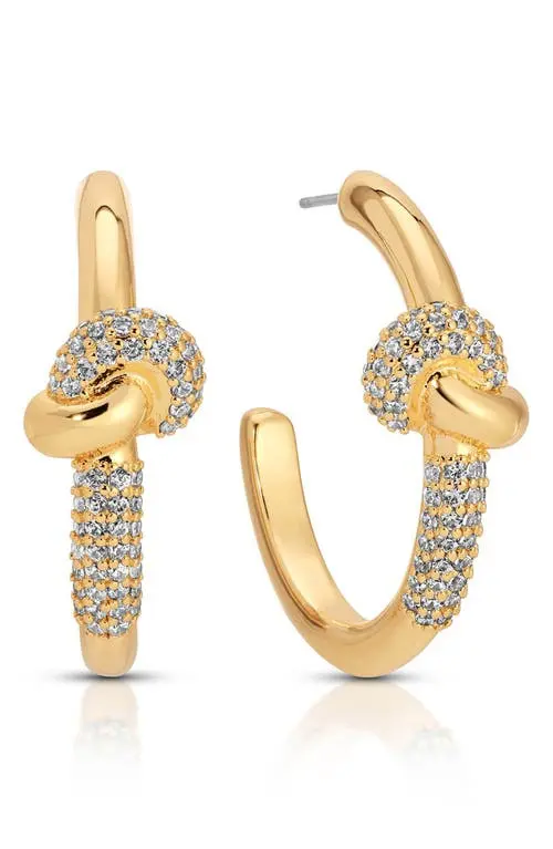 Ettika Knot Pavé Hoop Earrings - Gold