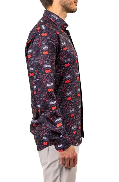 MACEOO Fibonacci Stretch Ascension 3308 Contemporary Fit Button-up Shirt - Black