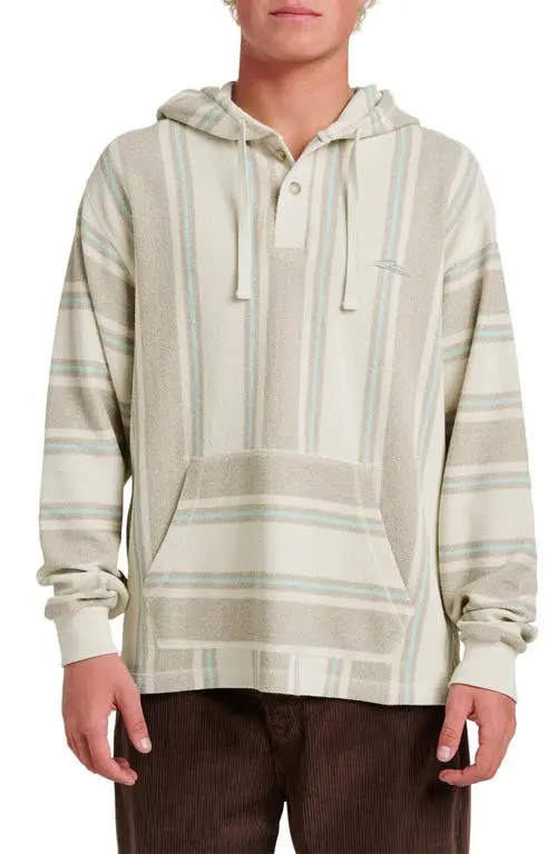 Quiksilver Playa Stripe Henley Hoodie - Silver Birch