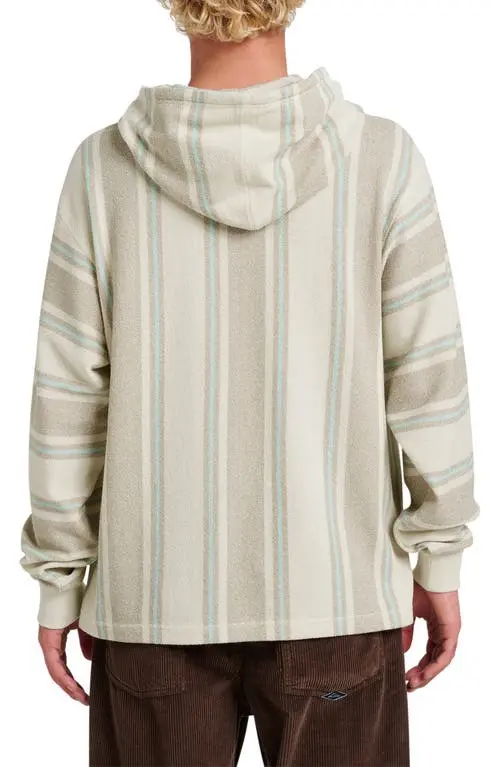 Quiksilver Playa Stripe Henley Hoodie - Silver Birch
