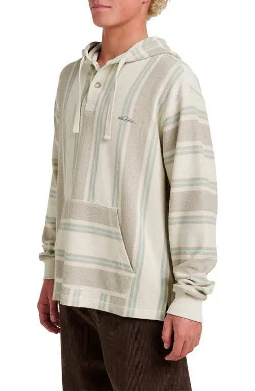 Quiksilver Playa Stripe Henley Hoodie - Silver Birch