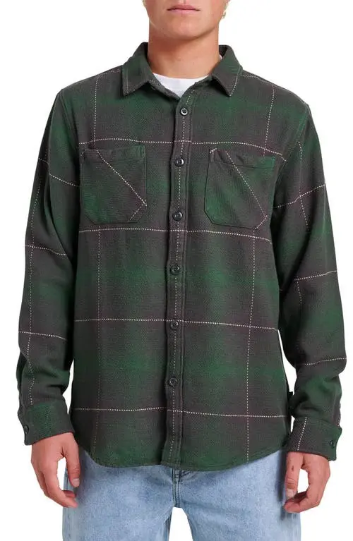 Quiksilver Dna Plaid Cotton Flannel Button-up Overshirt - Garden Topiary
