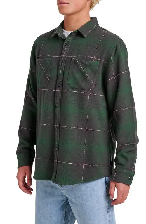 Quiksilver Dna Plaid Cotton Flannel Button-up Overshirt - Garden Topiary