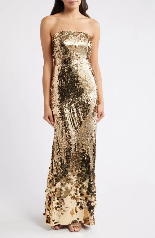 Eliza J Sequin Strapless Gown