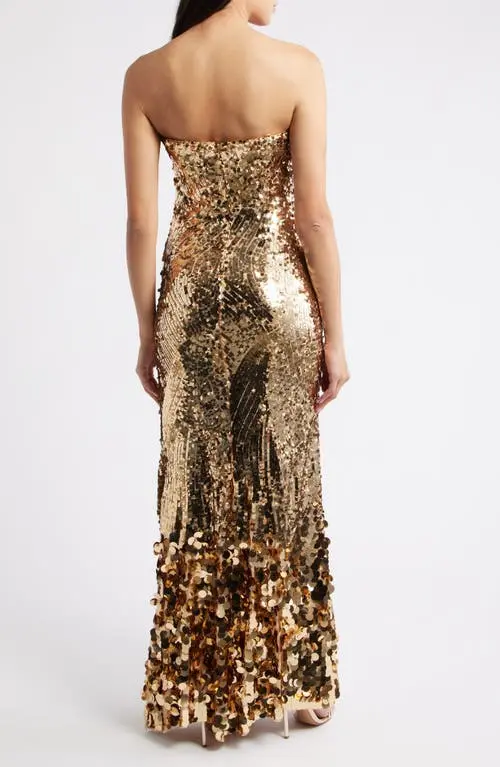 Eliza J Sequin Strapless Gown