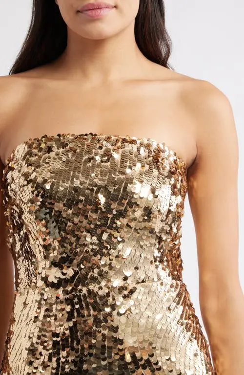 Eliza J Sequin Strapless Gown