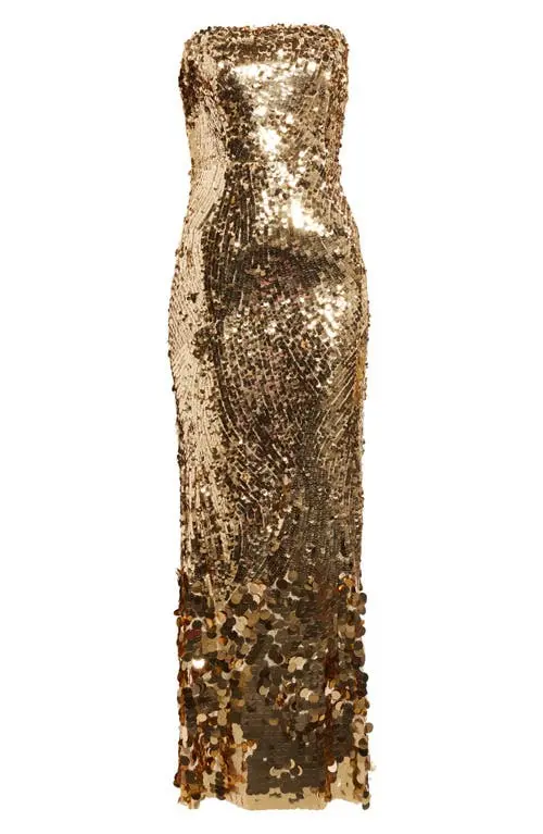 Eliza J Sequin Strapless Gown