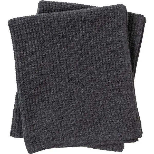Sofia Cashmere Sienna Waffle Knit Cashmere Throw Blanket - Charcoal