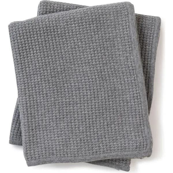 Sofia Cashmere Sienna Waffle Knit Cashmere Throw Blanket - Grey