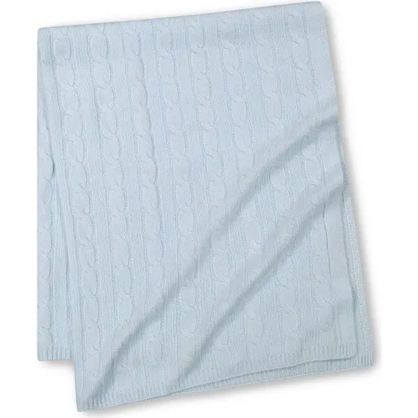 Sofia Cashmere Cable Knit Cashmere Baby Blanket - Blue
