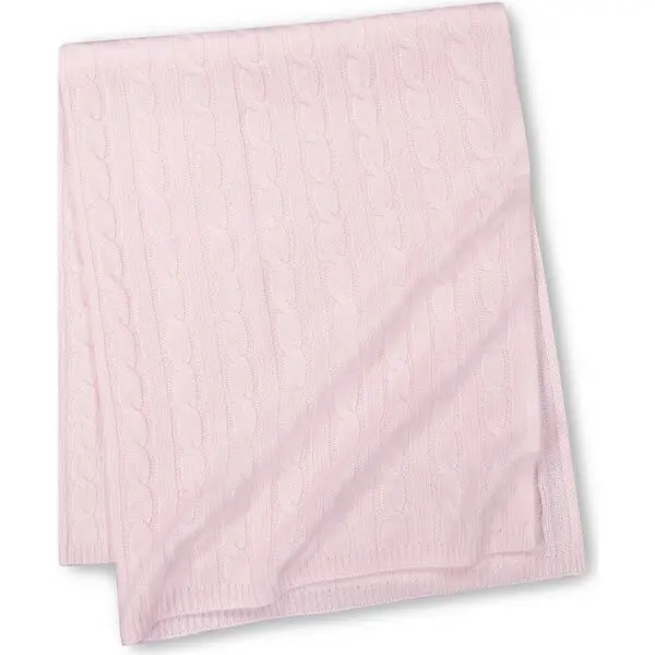 Sofia Cashmere Cable Knit Cashmere Baby Blanket - Pink