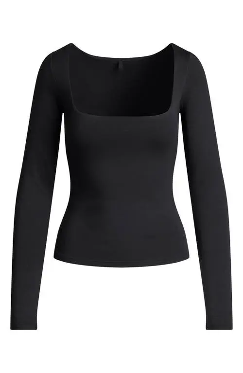SKIMS Smooth Layers Square Neck Long Sleeve Top - Obsidian