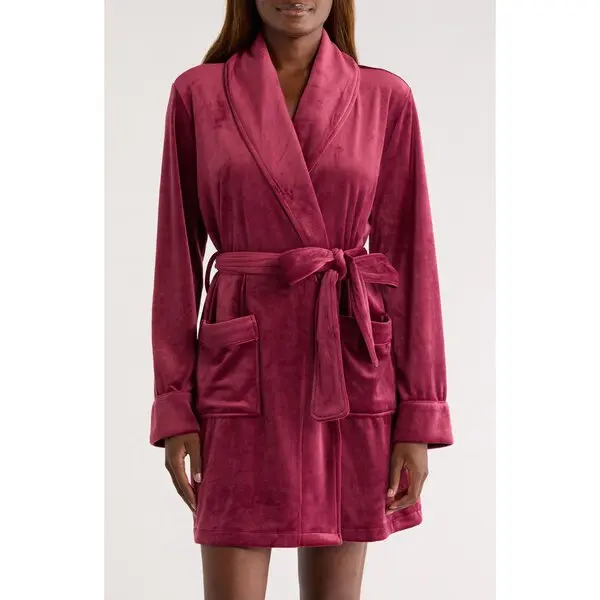 Nordstrom Luxe Velour Robe - Burgundy Rhode