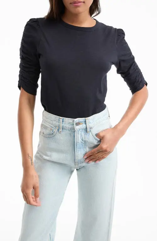 Veronica Beard Waldorf Puff-sleeve Top - Navy