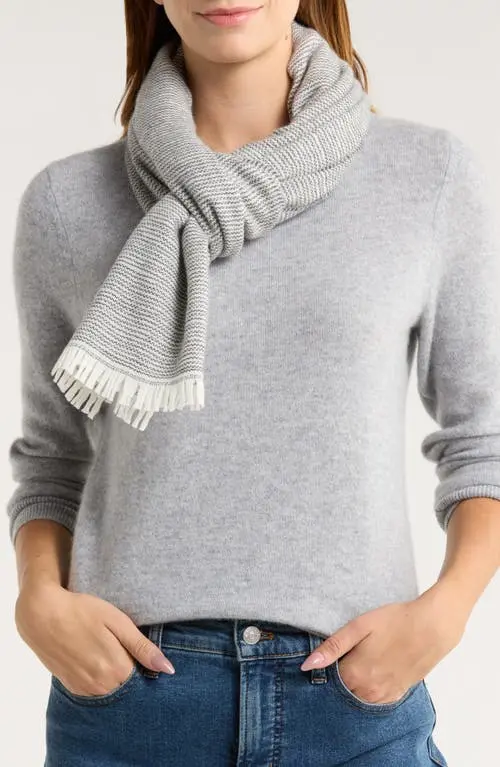 Nordstrom Lightweight Wool & Cashmere Wrap - Mid Grey - White