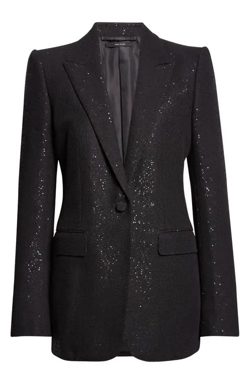 TOM FORD Sequin Embellished Wool Blend Blazer - Lb999 Black