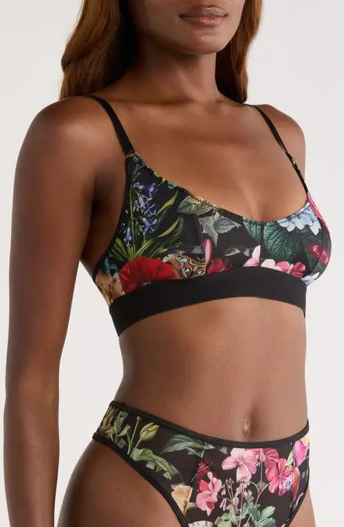 KILO BRAVA Floral Print Mesh Scoop Bralette