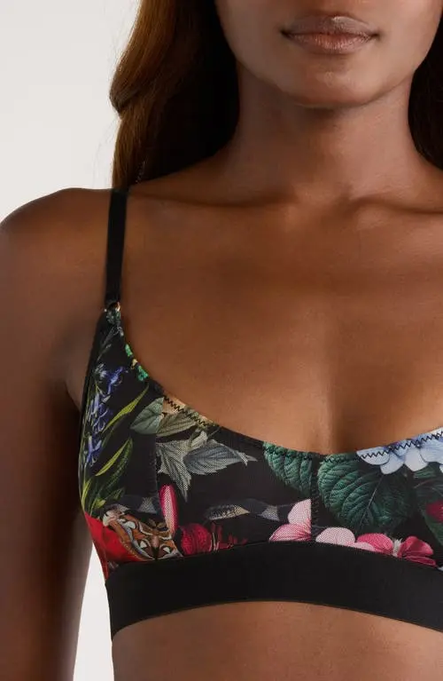 KILO BRAVA Floral Print Mesh Scoop Bralette