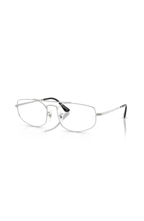 Ray-ban 58mm Irregular Optical Glasses - Silver