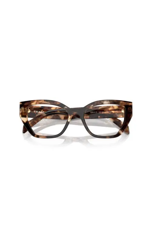 Prada Irregular Full Rim Eyeglasses - Tortoise