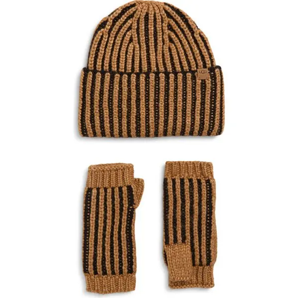 UGG Beanie And Fingerless Mittens Set - Black Multi