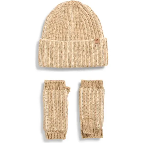 UGG Beanie And Fingerless Mittens Set - Cream Multi