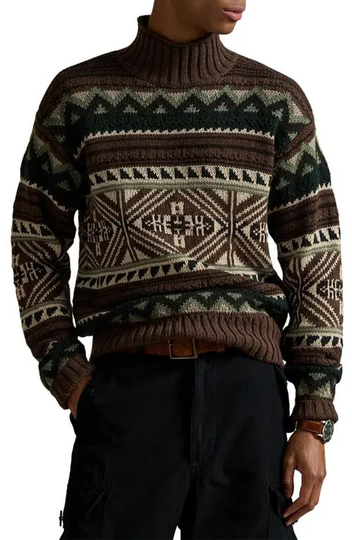 Polo Ralph Lauren Geometric Cotton-blend Turtleneck Sweater